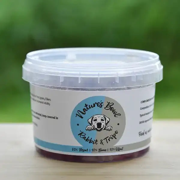 NATURES BOWL RABBIT AND TRIPE 80/10/10 500G – Brunos Dinner